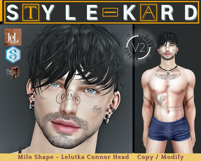 Second Life Marketplace - [STYLE-KARD] Milo Shape - Lelutka Connor Head